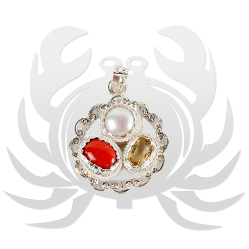 Silver Cancer (Kark) Pendant,Cancer Gem Pendant,Semi precious Gem stone ...