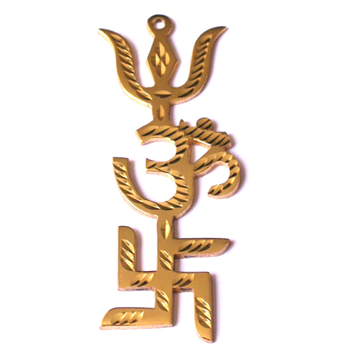 Auspicious Swastik Om Trishul Symbol,Swastik Om Trishul symbol in Brass