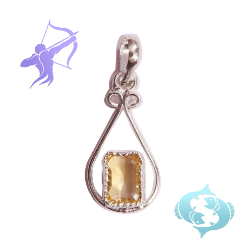 Golden Topaz Pendant for Sagittarius (Dhanu Rashi) & Pisces (Meen Rashi ...